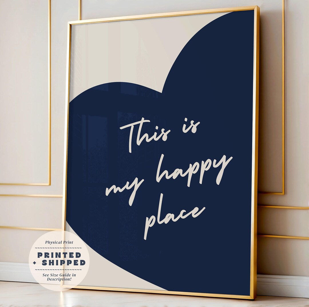 Navy Blue Heart Print, Trendy Dorm Decor, Apartment Wall Decor - Etsy