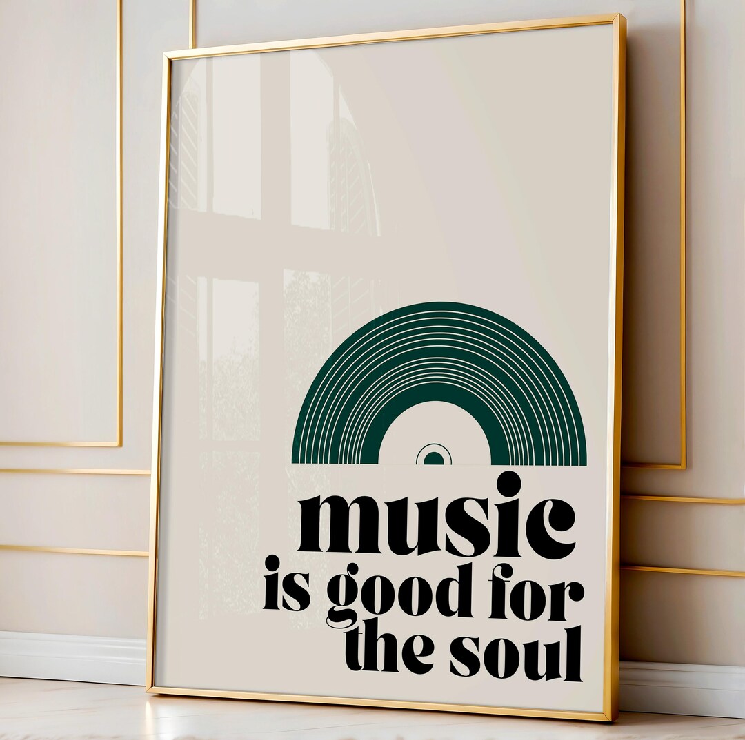 Music Quote Print, Emerald Green Apartment Decor, Music Lover Gift ...