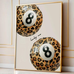 Trendy Leopard Set of 2 Prints, 8 Pool Ball Print, Preppy Apartment ...
