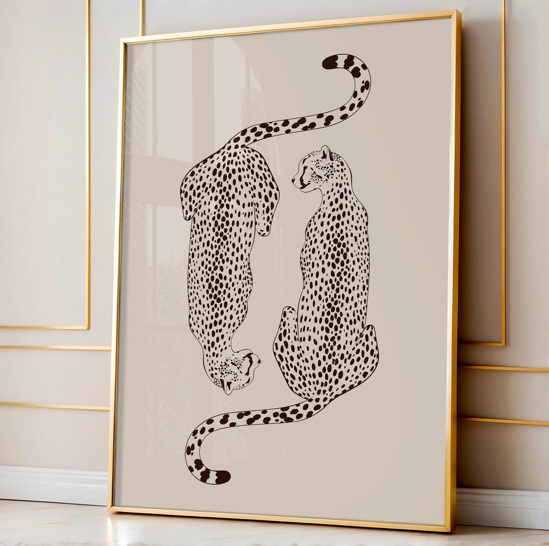Cheetah Wall Print, Retro Wall Decor, Digital Download, Neutral Room ...