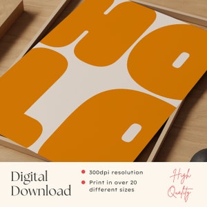 Hola Spanish Print, Orange Funky Dopamine Decor, Trendy Typography ...