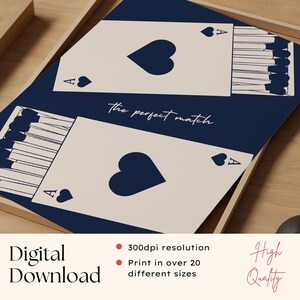 Navy Blue Matchbox Print, Blue Ace Card Print, Apartment Wall Art ...