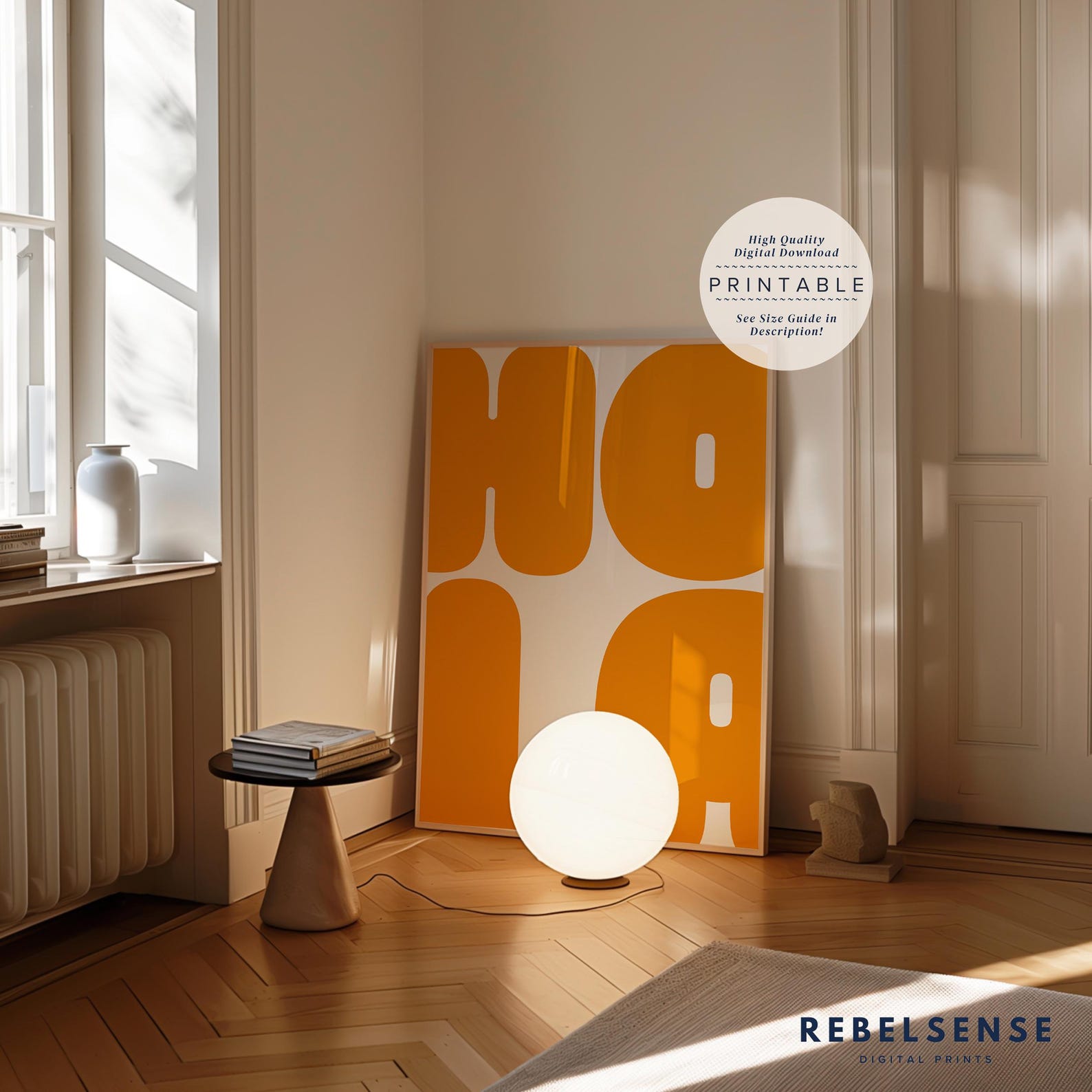 Hola Spanish Print, Orange Funky Dopamine Decor, Trendy Typography ...