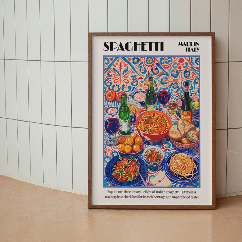 Spaghetti Wall Print, Italian Food Travel Wall Decor, Digital Download ...