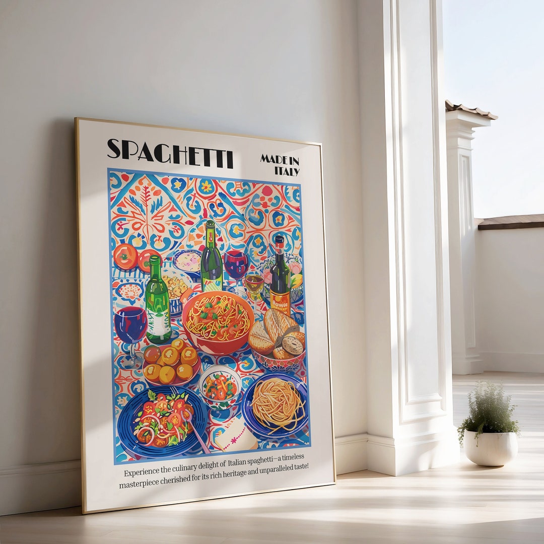Spaghetti Wall Print, Italian Food Travel Wall Decor, Digital Download ...