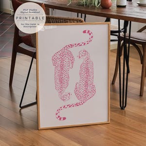 Pink Cheetah Wall Print, Trendy Pink Funky Wall Art, Cheetah Poster ...