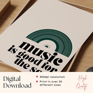 Music Quote Print, Emerald Green Apartment Decor, Music Lover Gift ...