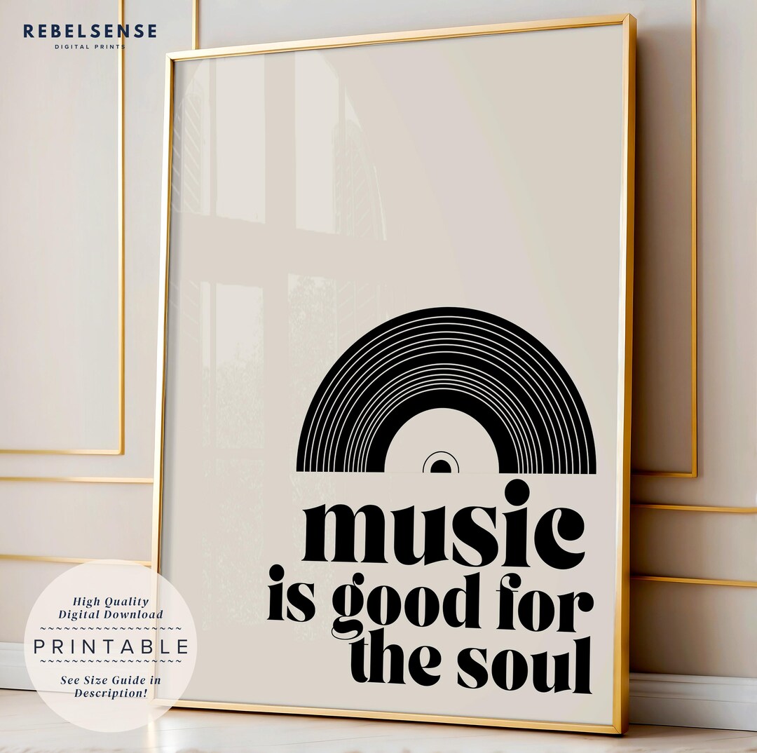 Music Quote Print | Retro Vinyl Record Poster | Digital Download - Etsy