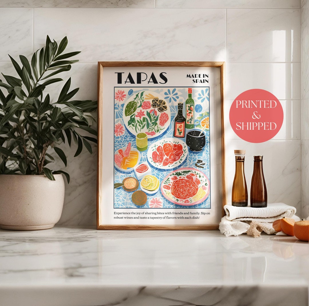 Spanish Tapas Wall Print, Tapas Food Wall Decor, Kitchen Dining Print ...