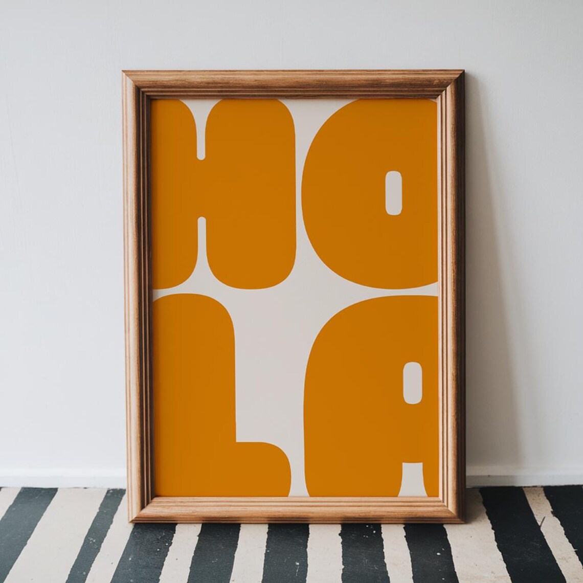 Hola Spanish Print, Orange Funky Dopamine Decor, Trendy Typography ...
