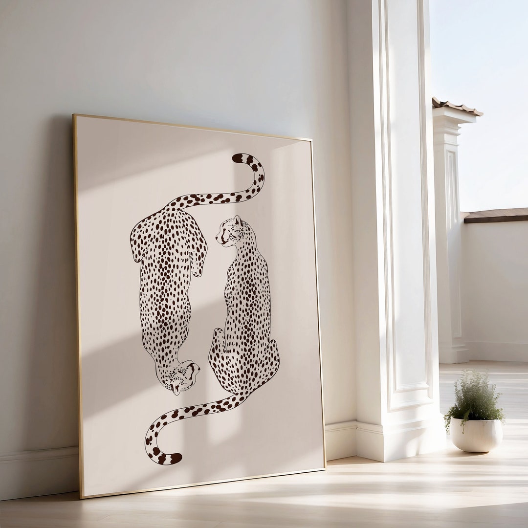 Cheetah Wall Print, Retro Wall Decor, Digital Download, Neutral Room ...