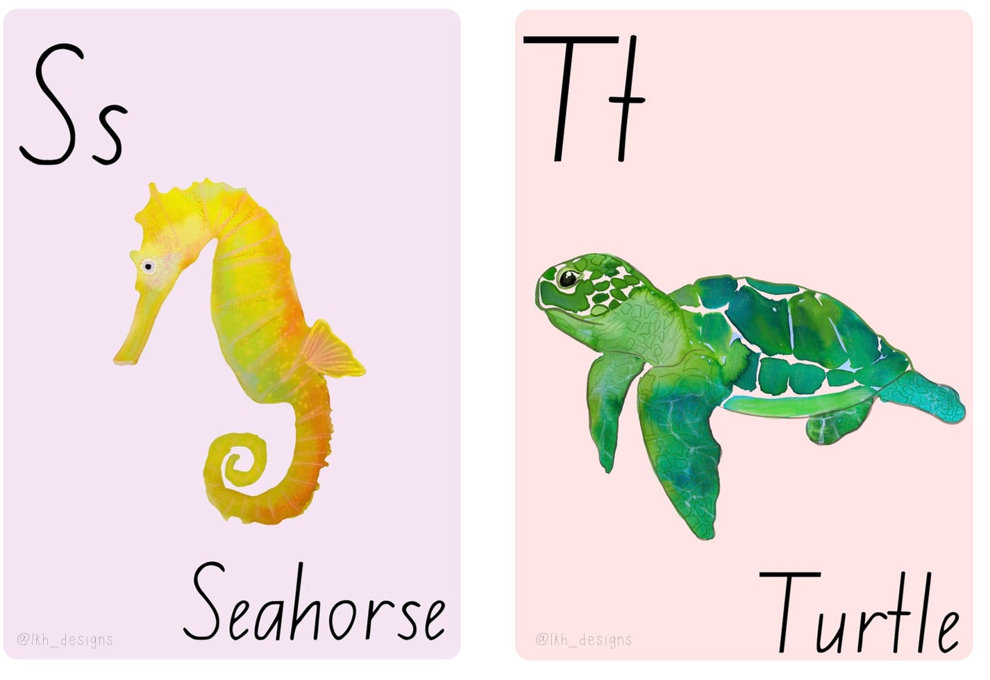 ABC Flashcards Digital Print High Quality Ocean Animal Absea Flash ...