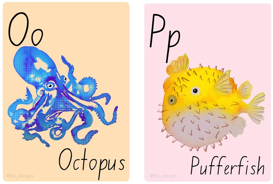 ABC Flashcards Digital Print High Quality Ocean Animal Absea Flash ...