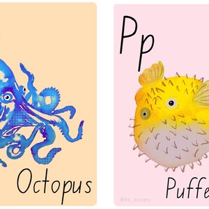ABC Flashcards Digital Print High Quality Ocean Animal Absea Flash ...