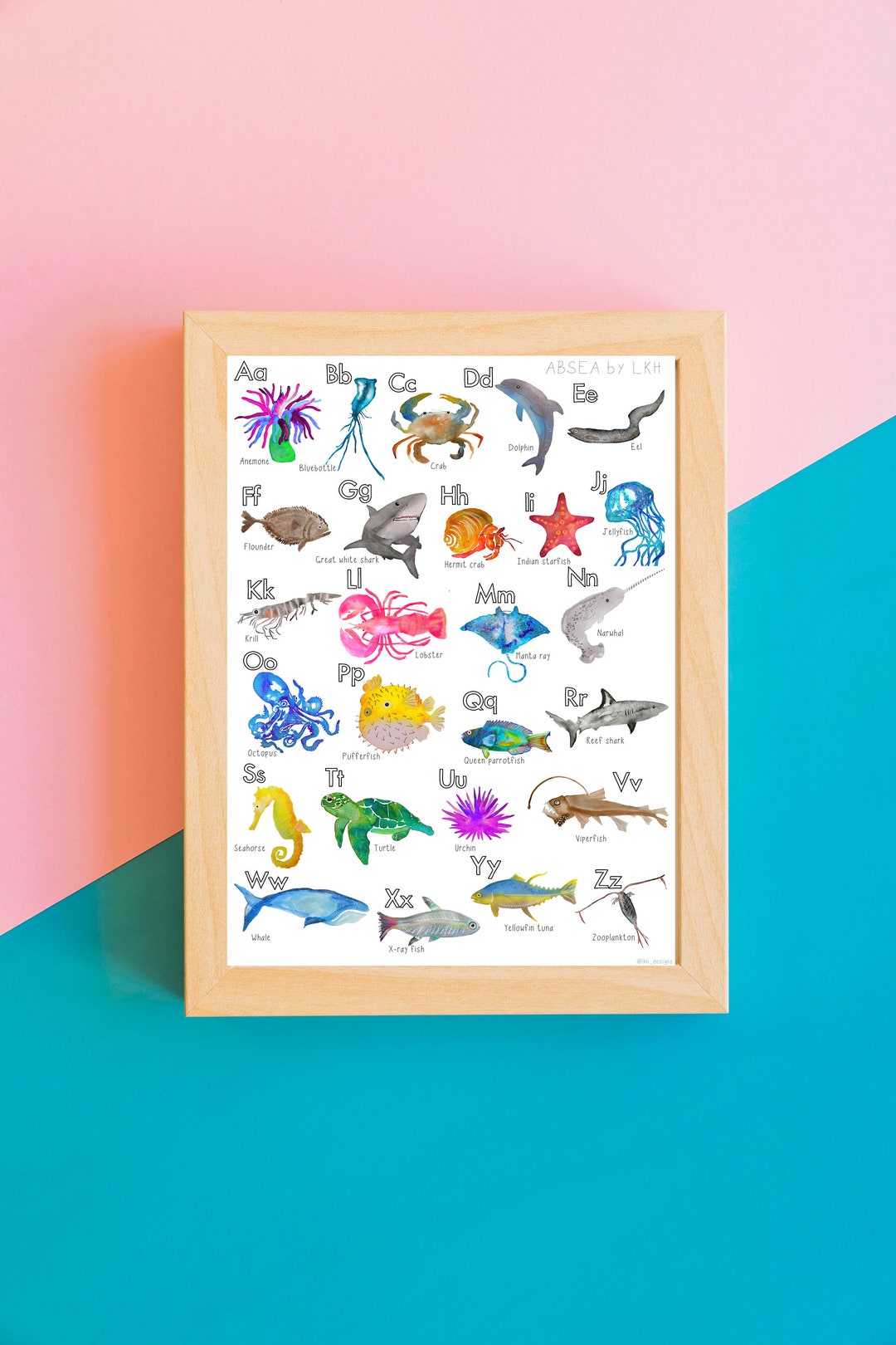 ABC Poster Ocean Animals Poster ABSEA Poster Nursery Education Abc ...
