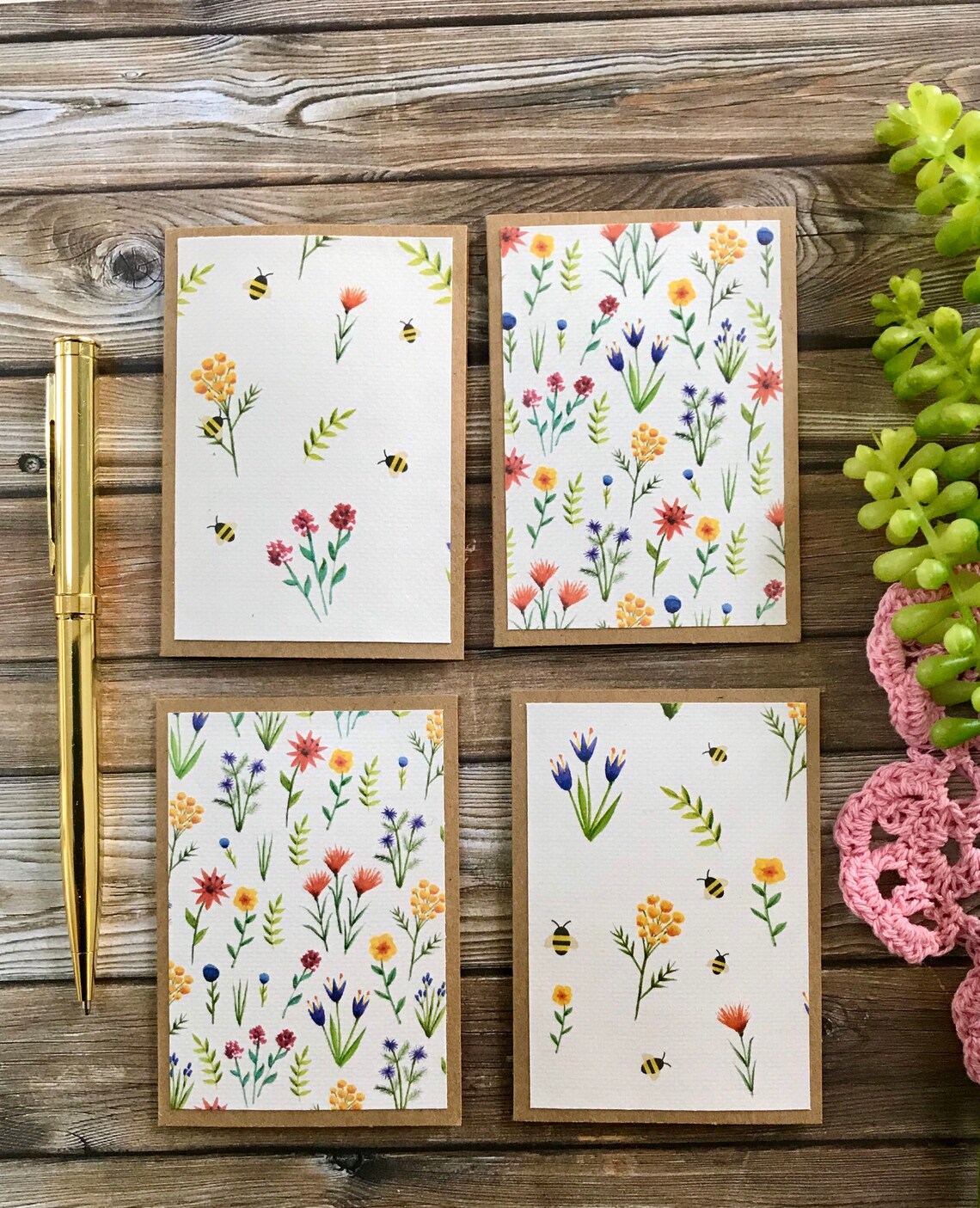 Wildflower Mini Cards / Blank Flower Mini Cards With Envelopes - Etsy
