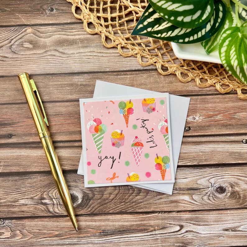 Birthday Mini Cards - Handmade Small Greeting Cards With Balloons, Cake ...