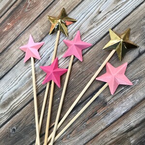 Pink and Gold Star Cake Topper / Star Cupcake Topper / Decoration for ...