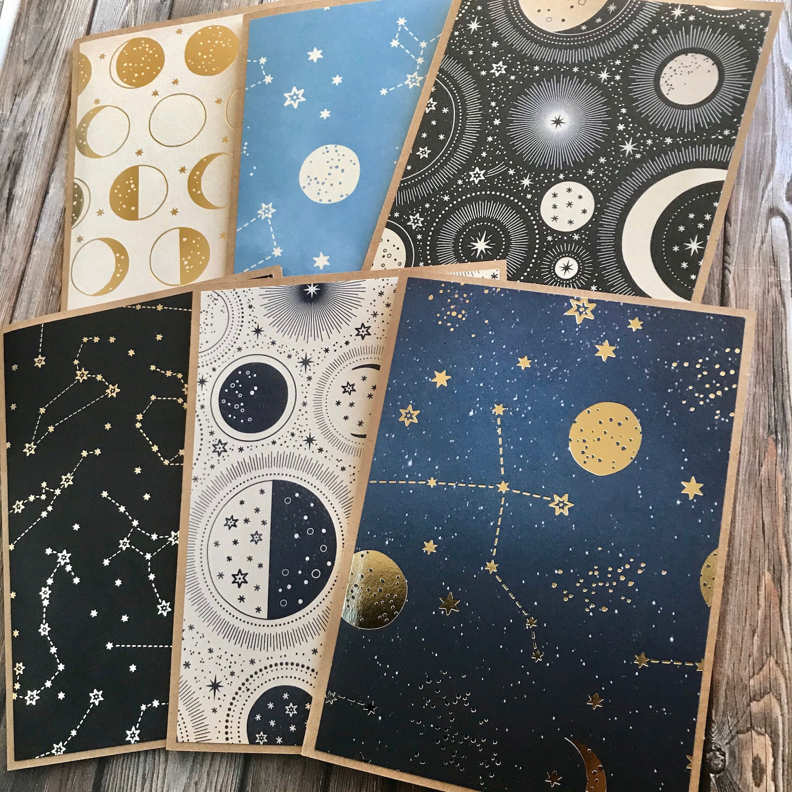 Stars and Moon Cards / Blank Card Pack / Moon Phase Card Sets | Etsy
