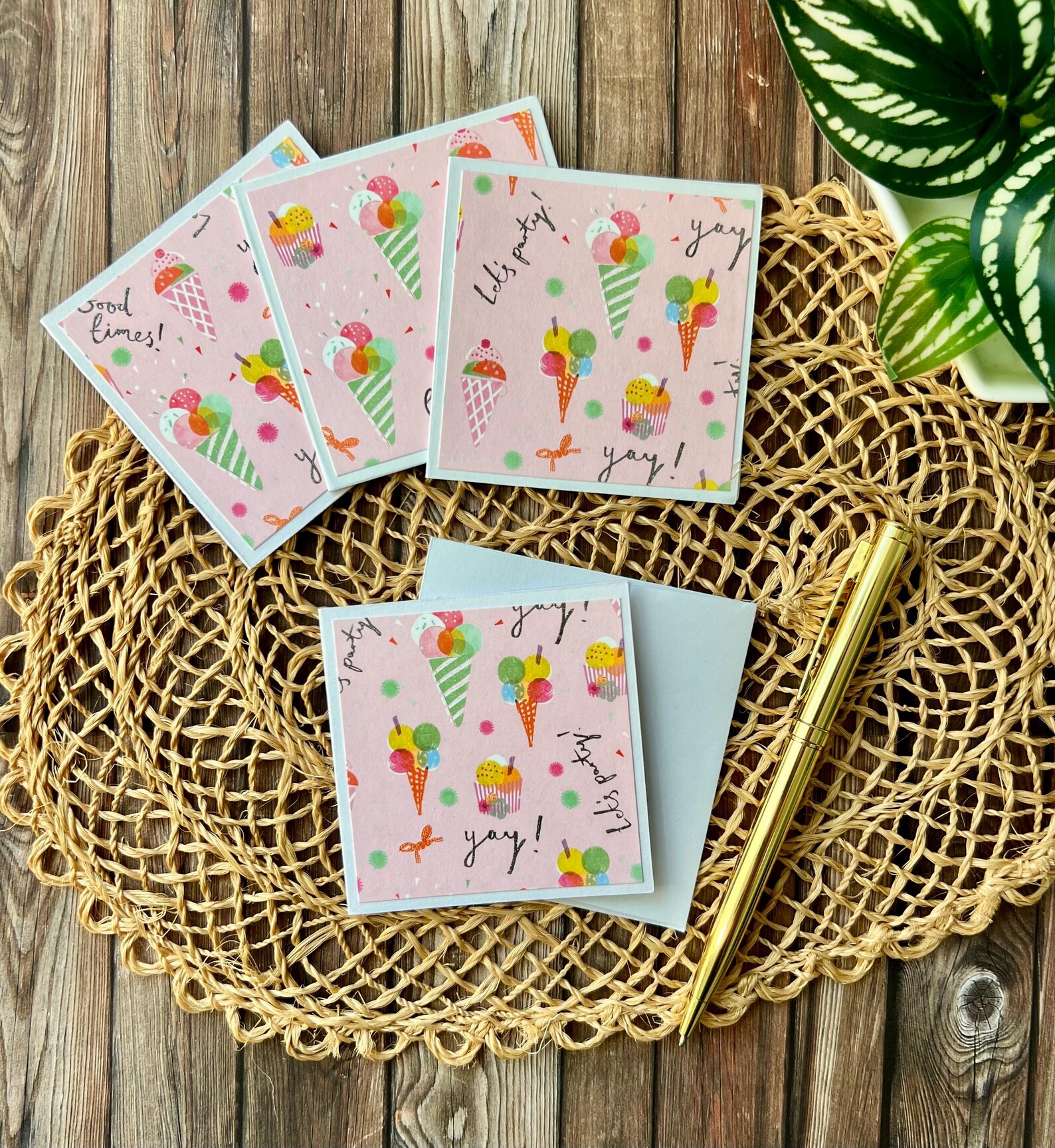 Birthday Mini Cards - Handmade Small Greeting Cards With Balloons, Cake ...