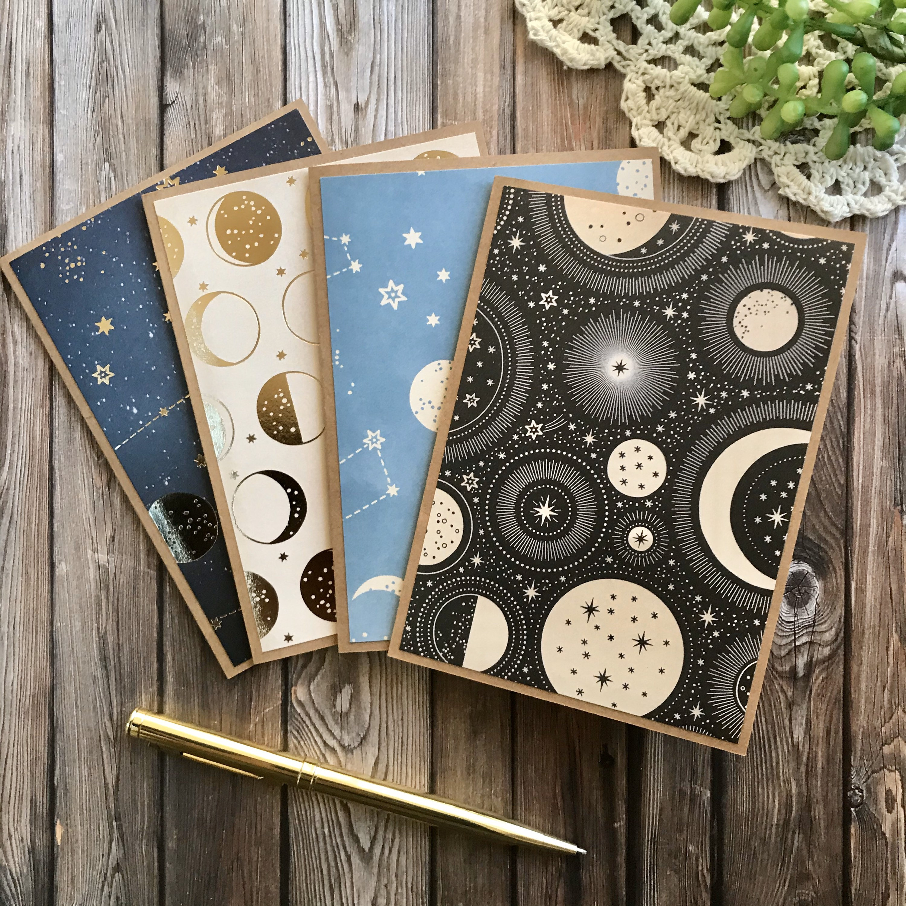 Stars and Moon Cards / Blank Card Pack / moon Phase Card Sets | Etsy