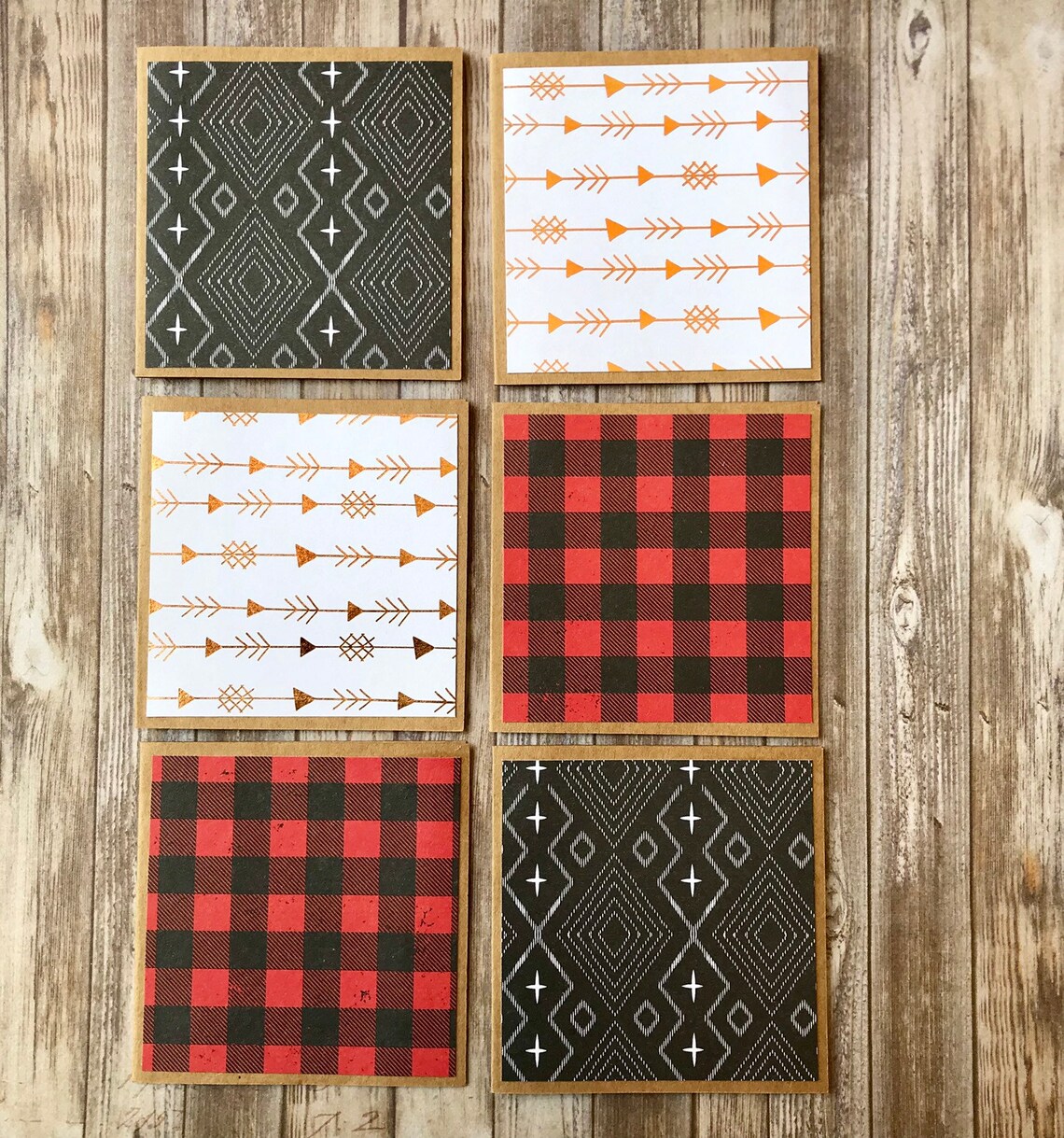 Mini Blank Note Card Set – 6 Pack Cards With Kraft Envelopes – Rustic ...