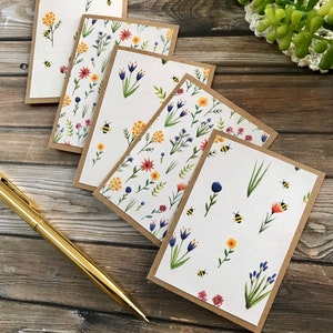 Wildflower Mini Cards - Blank Mini Cards With Envelopes - Handmade Mini ...