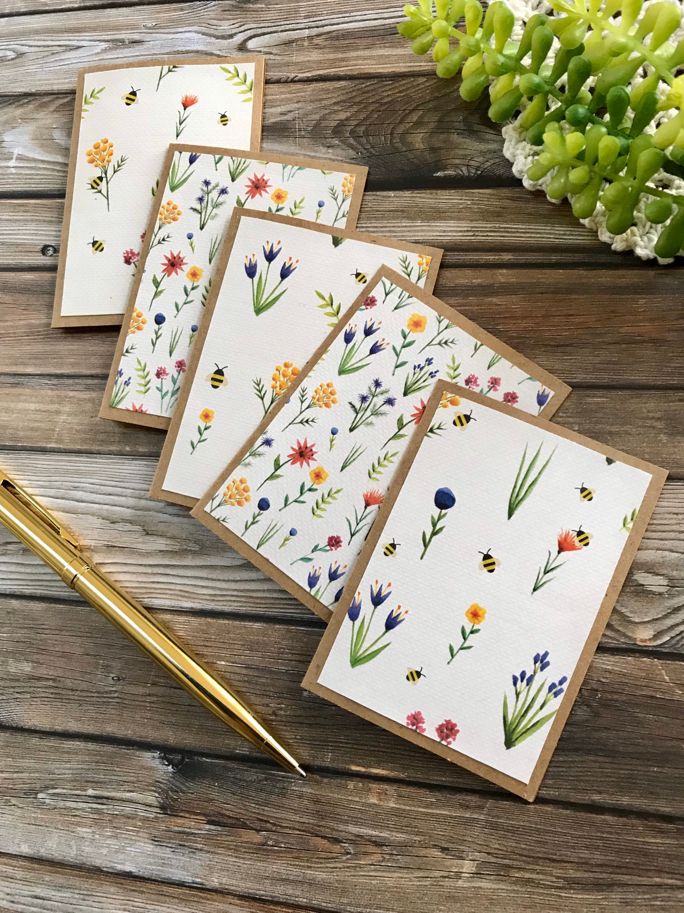 Wildflower Mini Cards / Blank Flower Mini Cards With Envelopes - Etsy