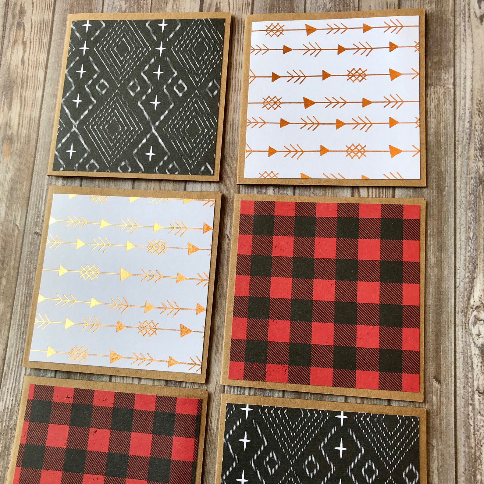 Mini Blank Note Card Set – 6 Pack Cards With Kraft Envelopes – Rustic ...