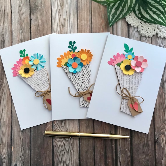 Floral Greeting Card Handmade Greeting Cards Flower Card for Any Occasion Etsy