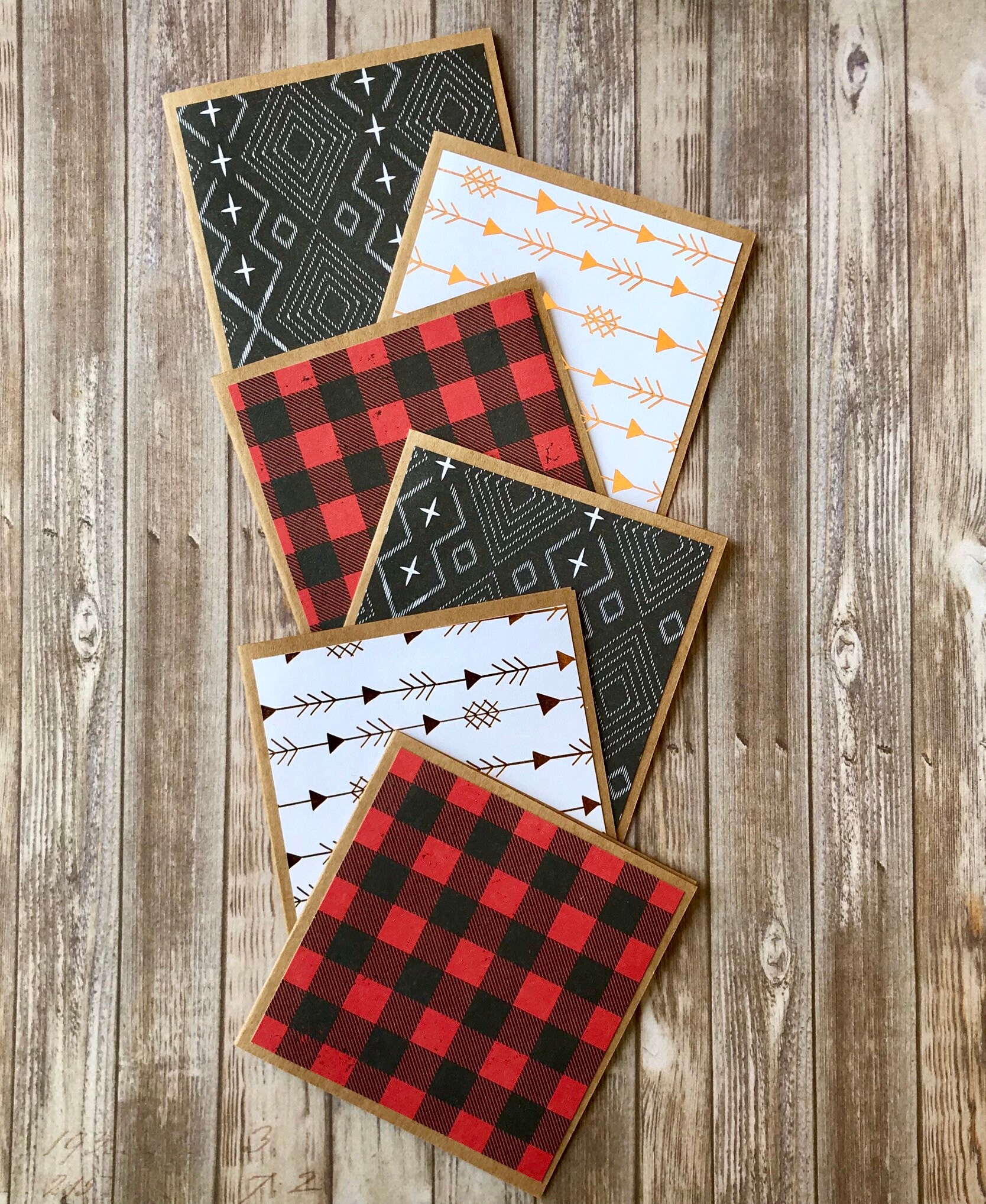 Mini Blank Note Card Set – 6 Pack Cards With Kraft Envelopes – Rustic ...