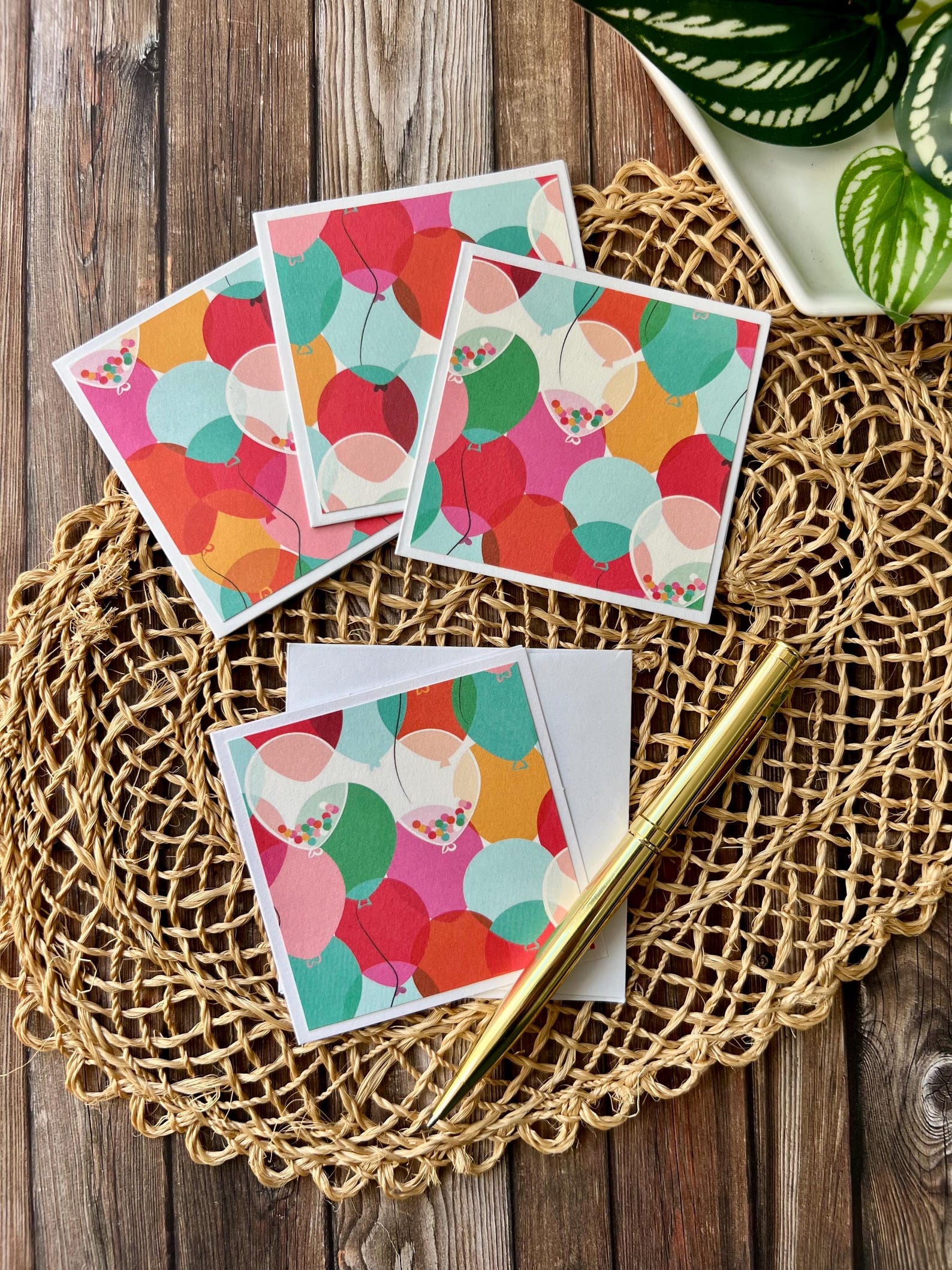 Birthday Mini Cards - Handmade Small Greeting Cards With Balloons, Cake ...