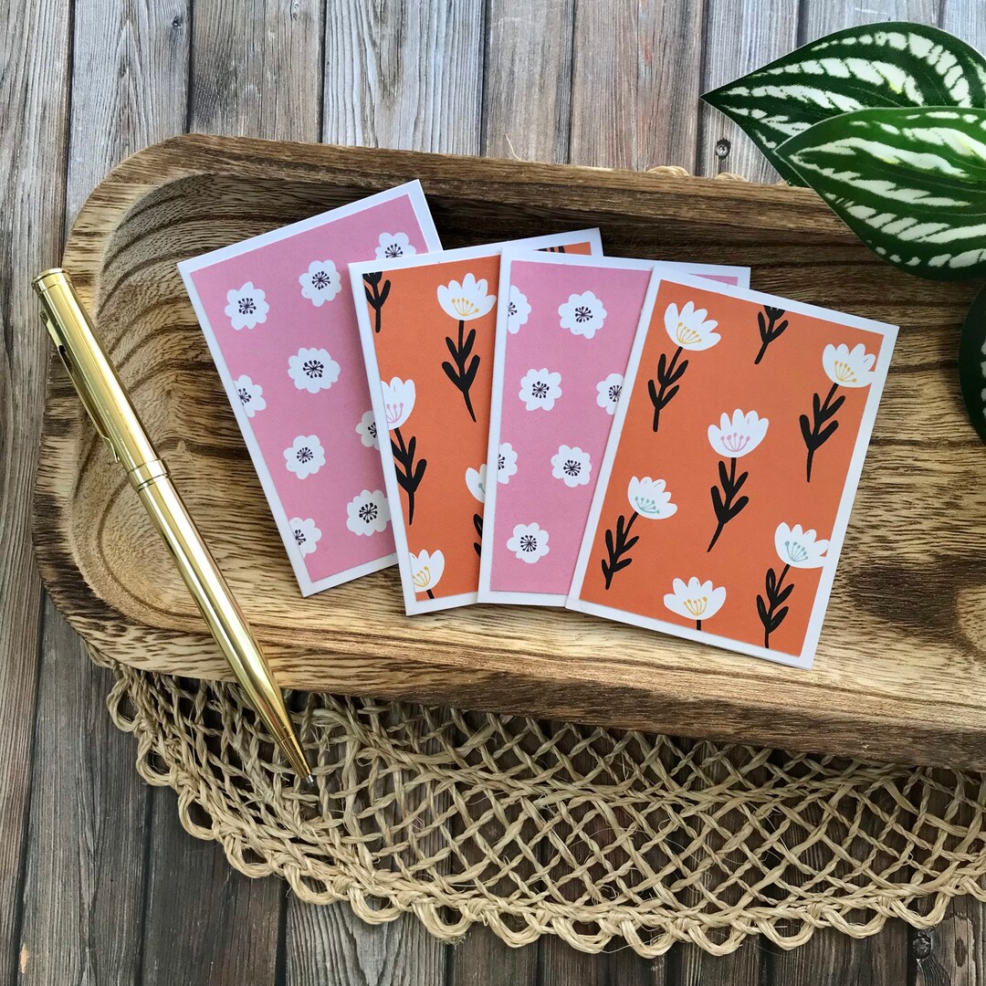 Mini Flower Cards and Envelope/ Mini Note Card Set / Flowers Cards for ...