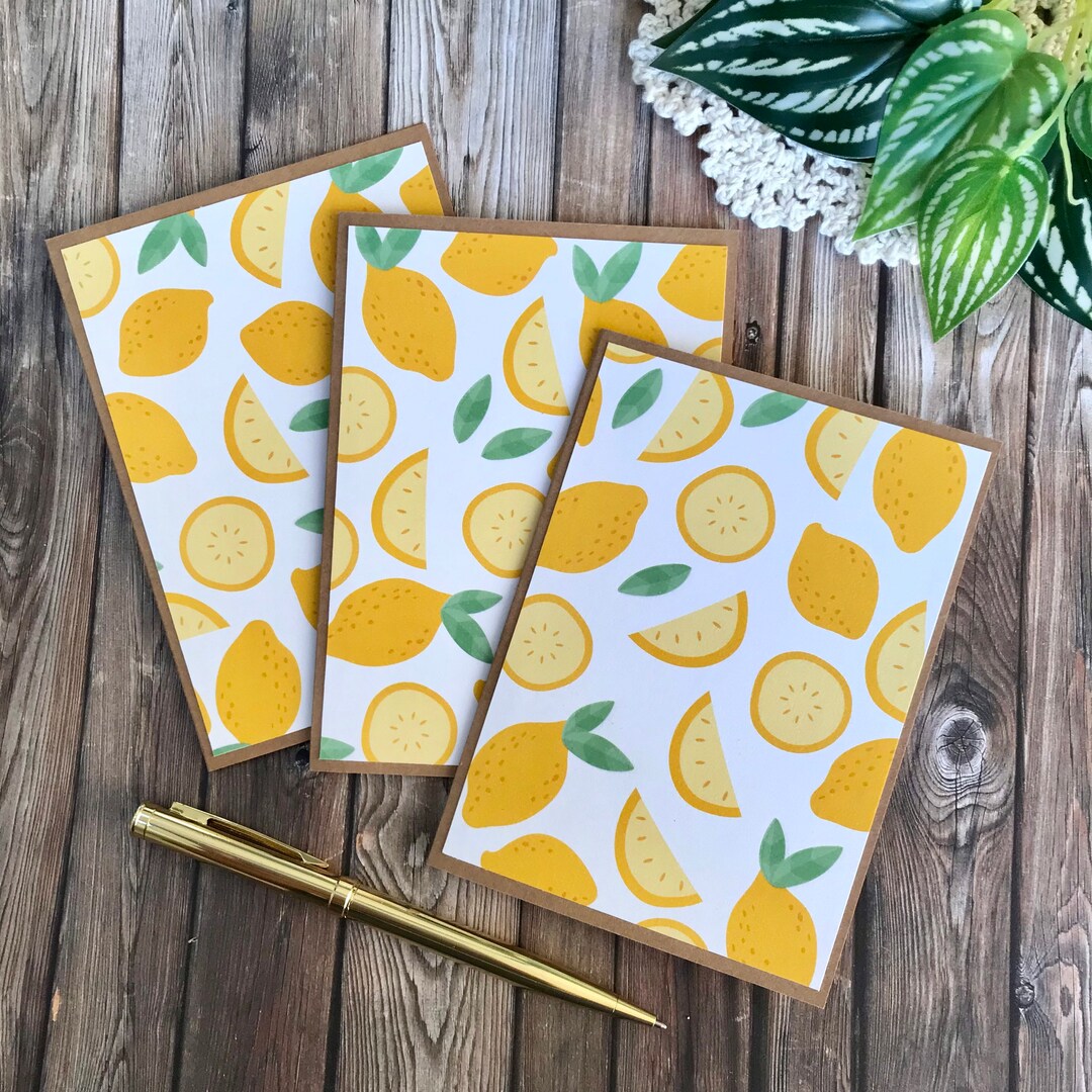 Lemon Note Cards / Blank Lemon Cards With Envelopes / Lemon - Etsy