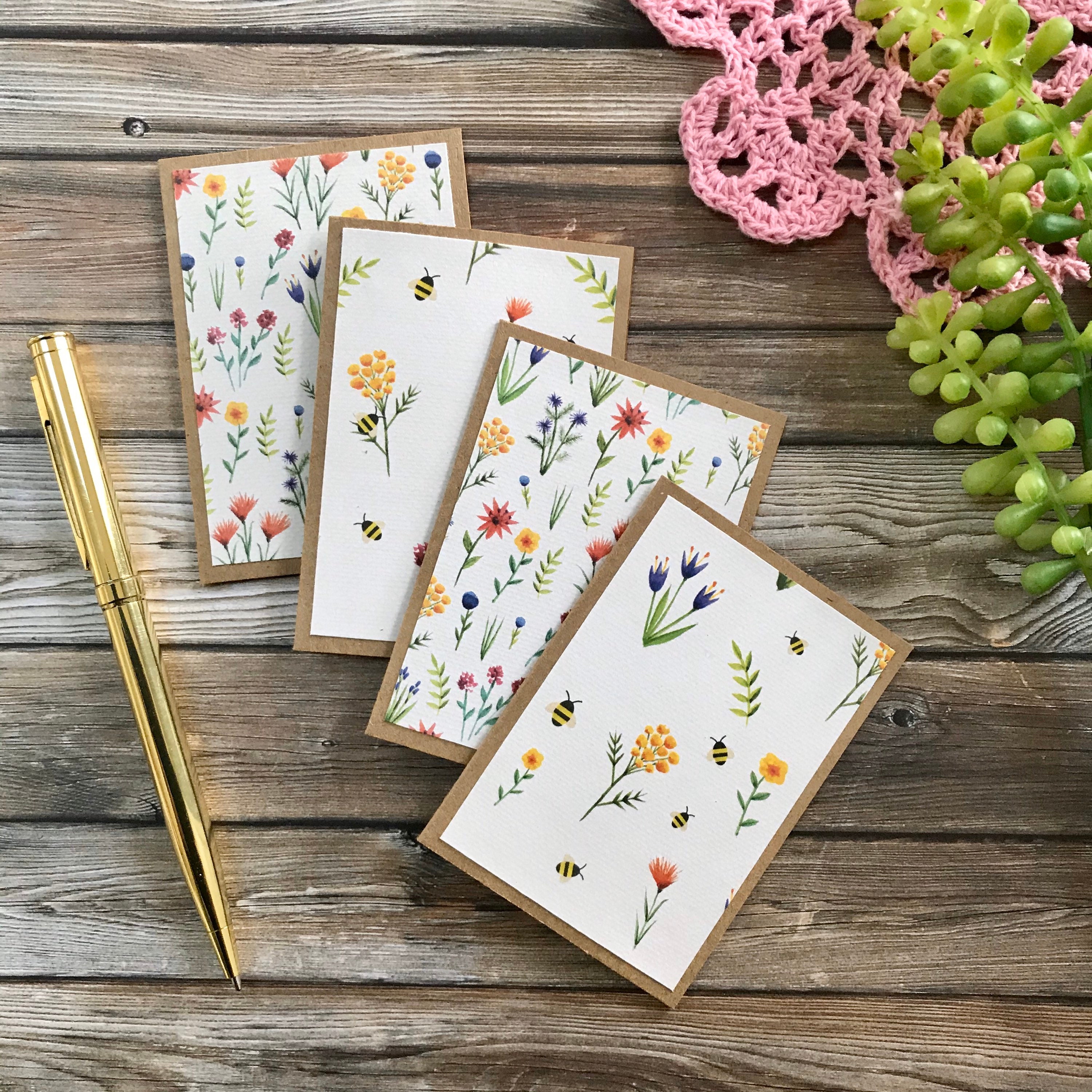 Wildflower Mini Cards / Blank Flower Mini Cards With Envelopes - Etsy