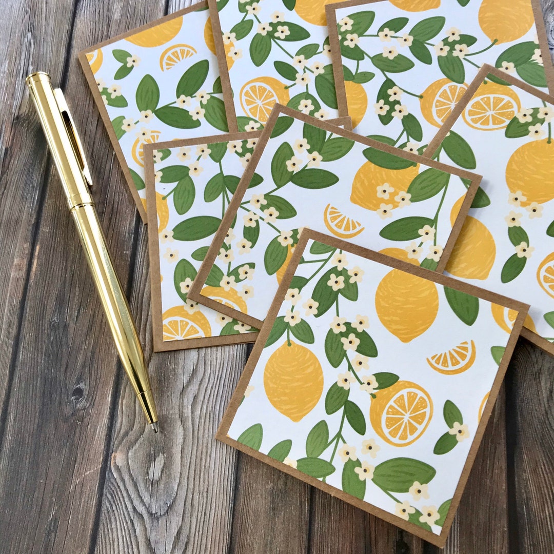 Lemon Mini Blank Cards / Blank Mini Card and Envelopes / Mini Cards for ...