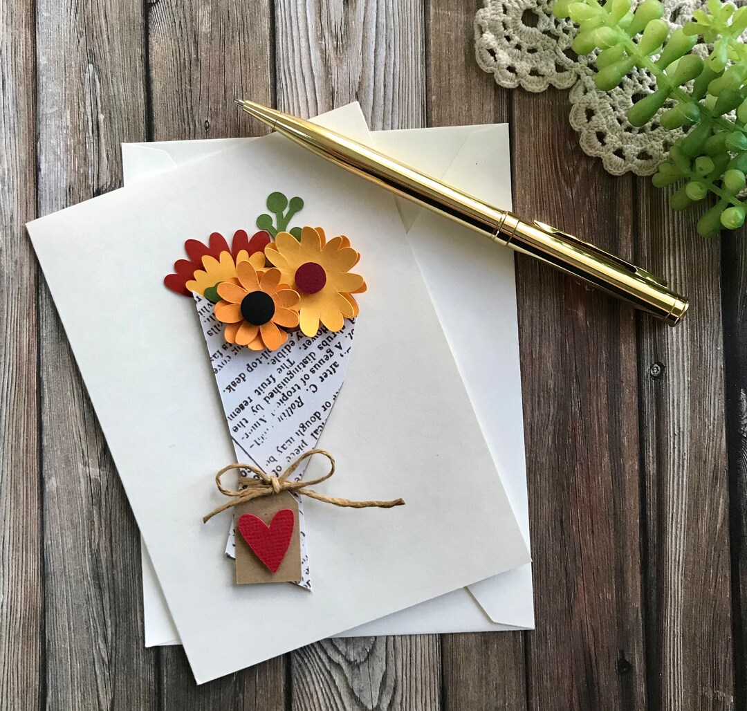 Sunflower Bouquet Card / Handmade Greeting Cards / Sunflower Bouquet ...