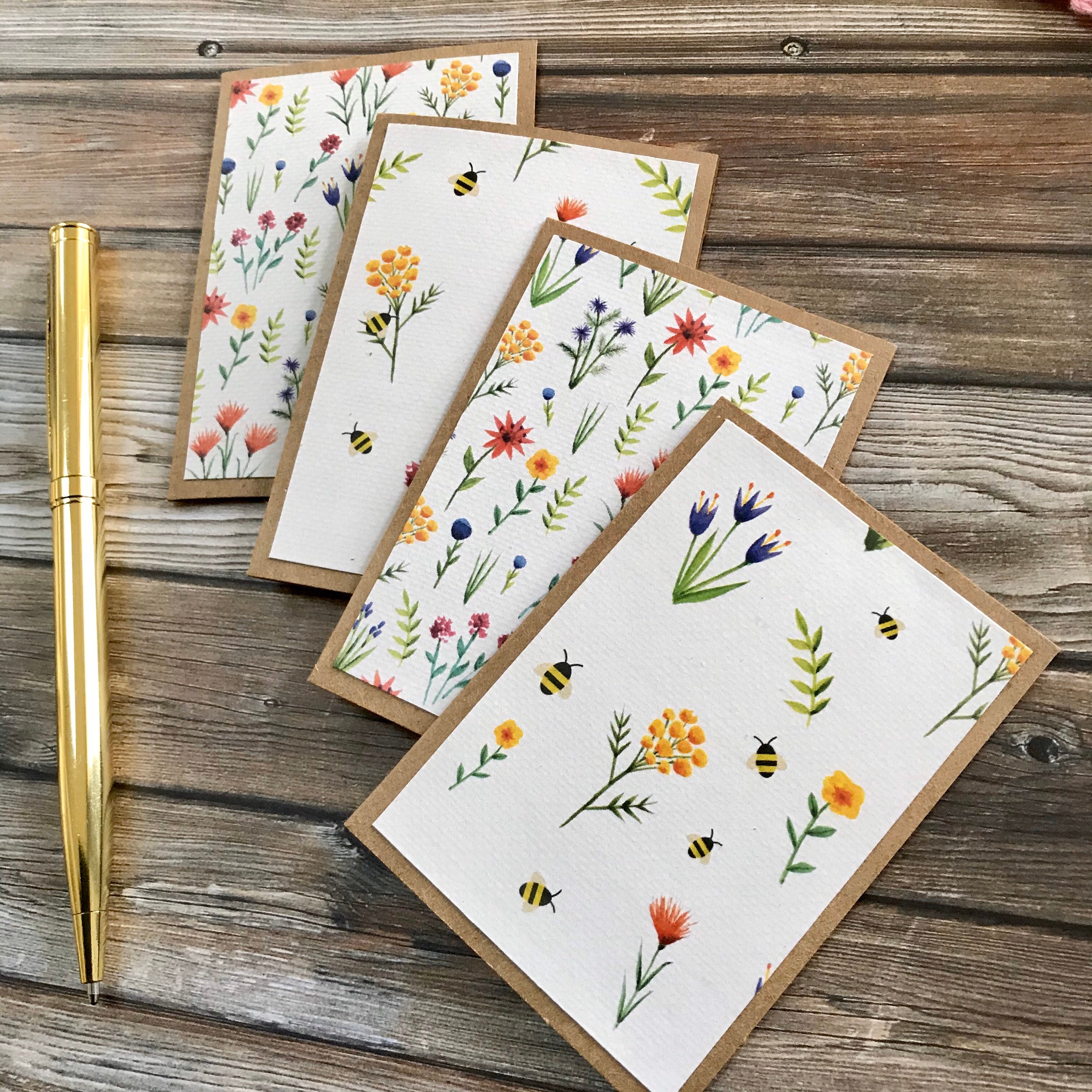 Wildflower Mini Cards / Blank Flower Mini Cards With Envelopes - Etsy