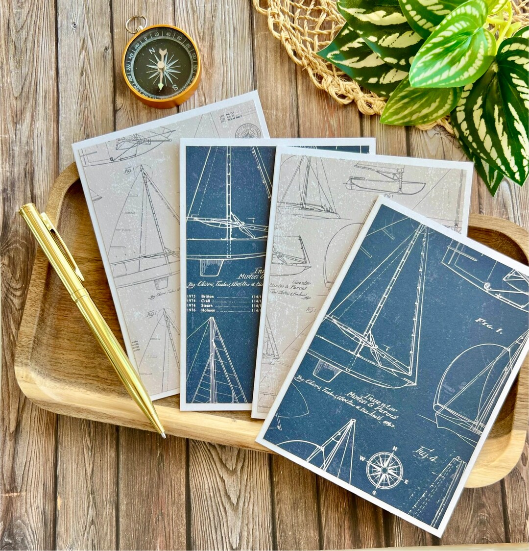 Sailboat Note Cards - Blank Note Cards With Envelopes - Stationery ...