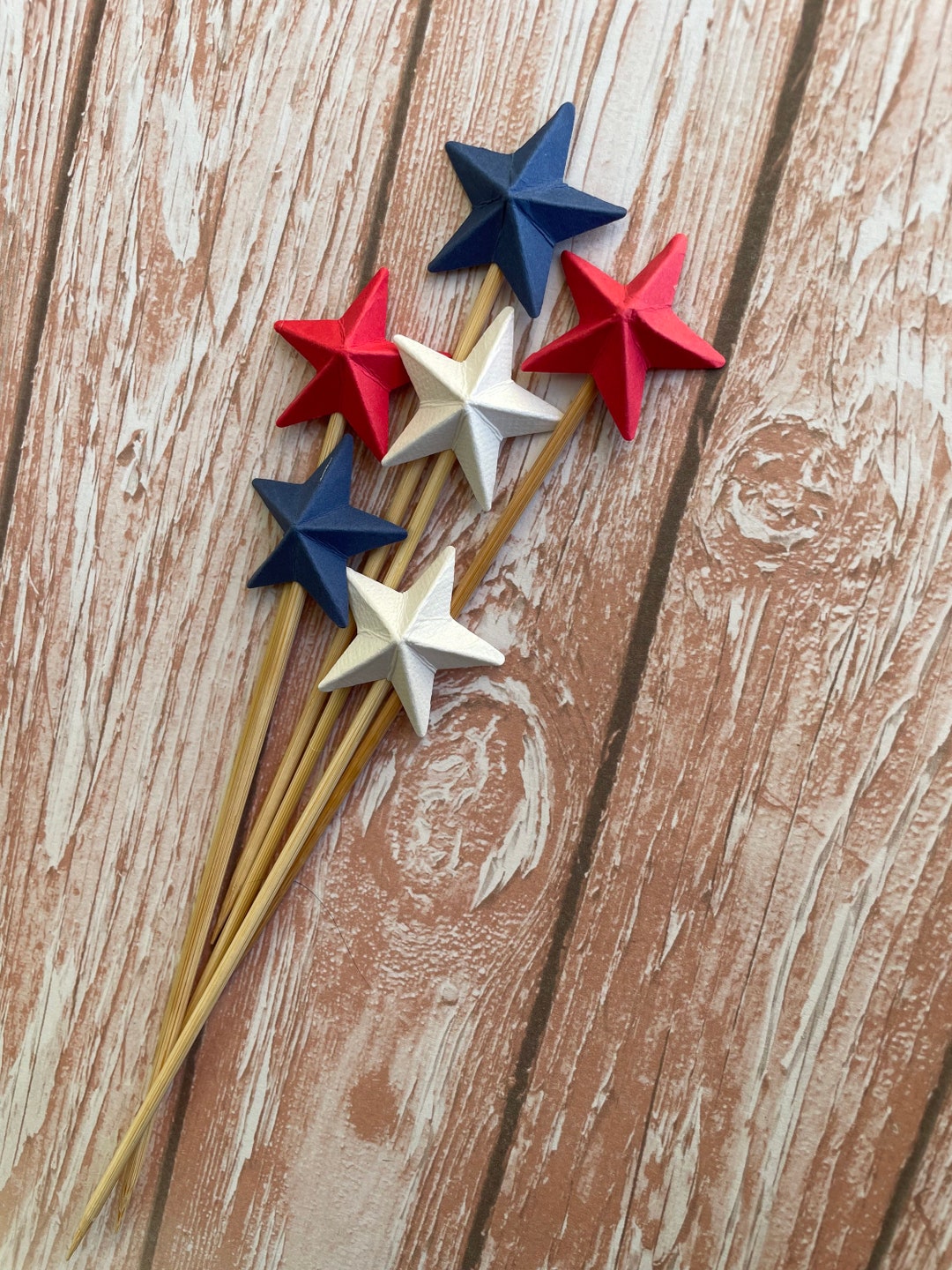 Partriotic Stars Cupcake Toppers - Red, White and Blue Party Picks ...