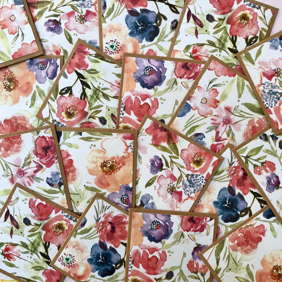 Mini Flower Cards / Mini Cards Set / Watercolor Flower Cards for Her - Etsy