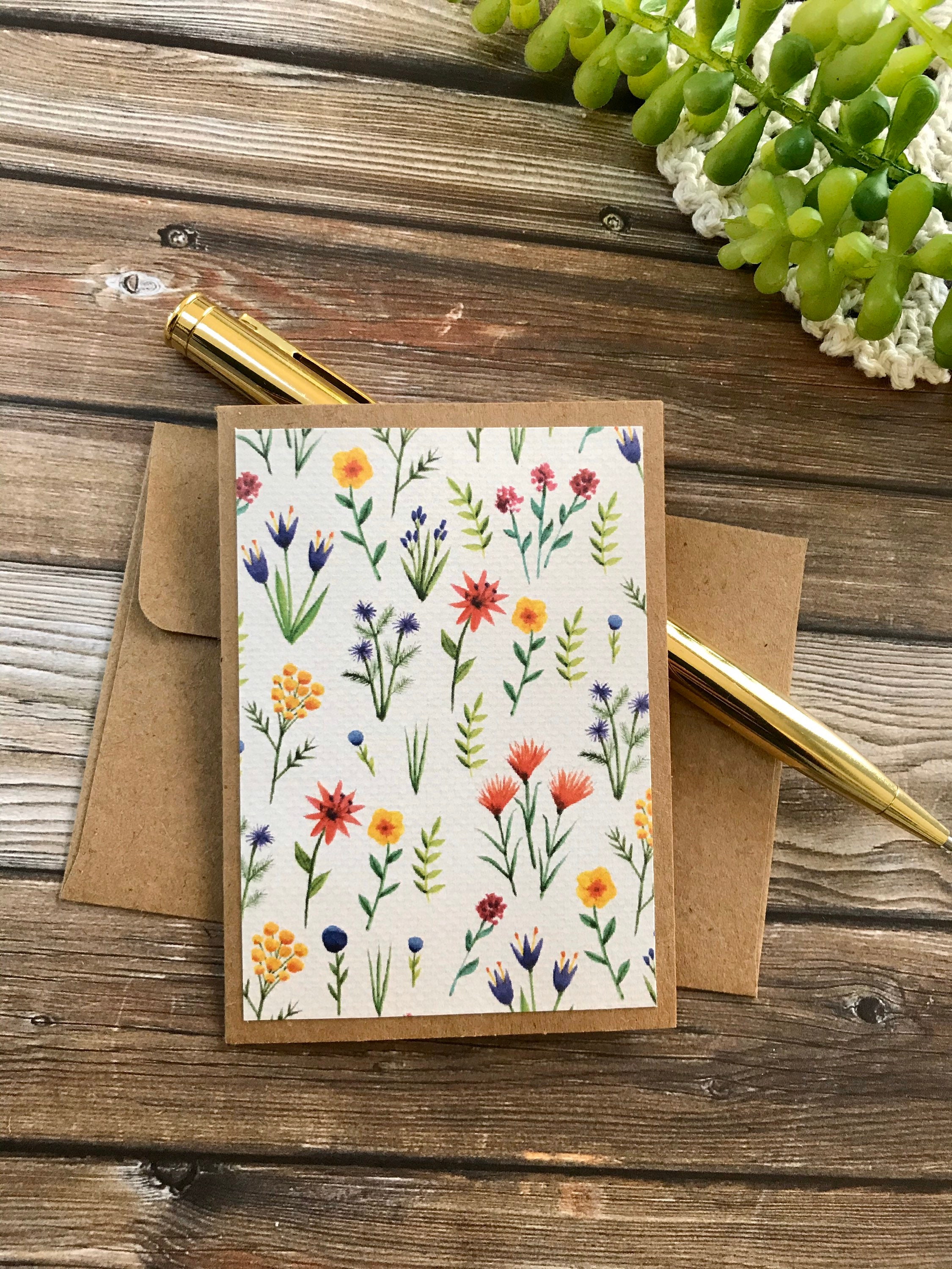 Wildflower Mini Cards / Blank Flower Mini Cards With Envelopes - Etsy