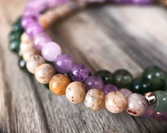 Irish Sunset Dainty Gemstone Stacking Set of 4 rings Also