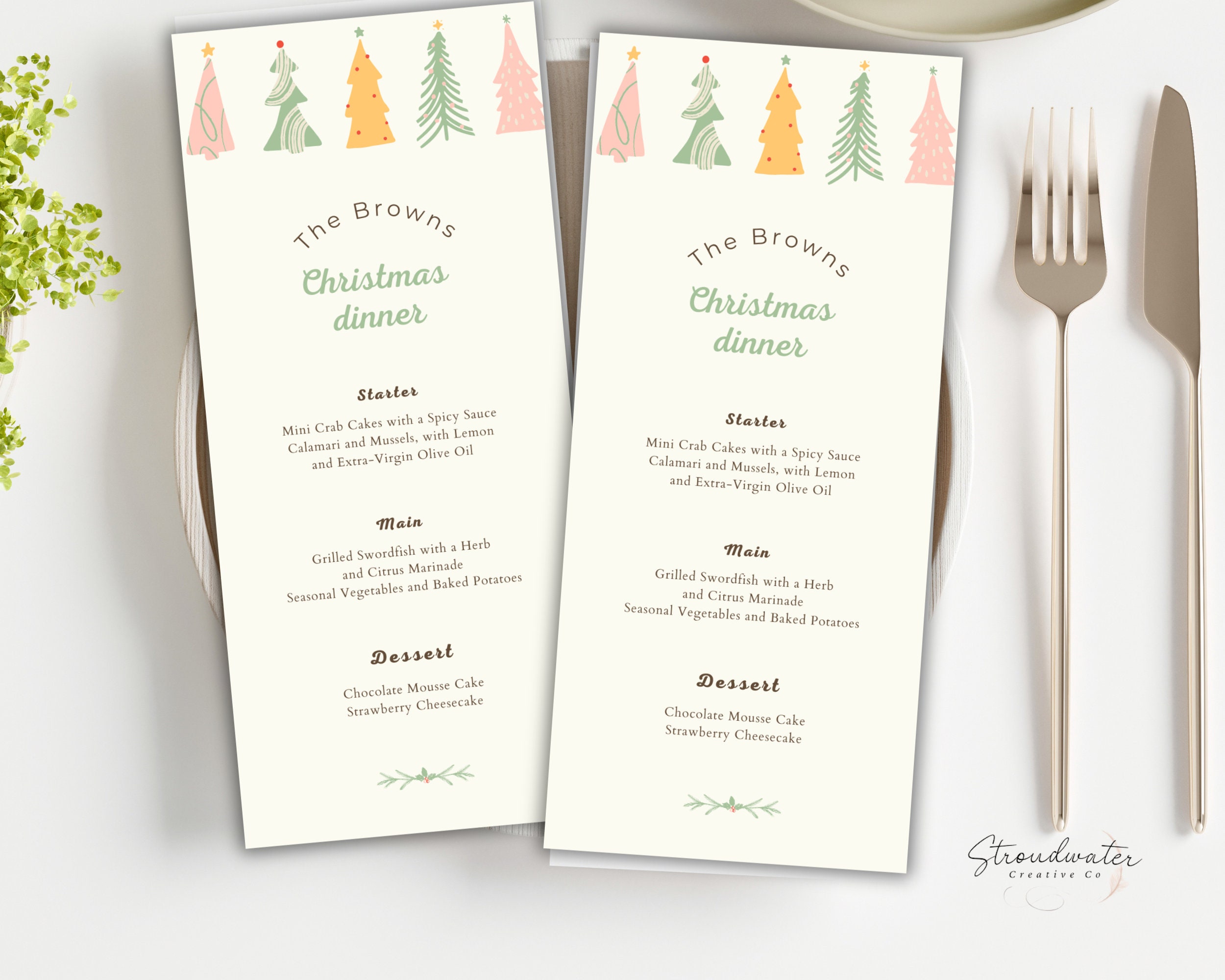 Editable Christmas Dinner Menu Template, Pastel Printable Christmas ...