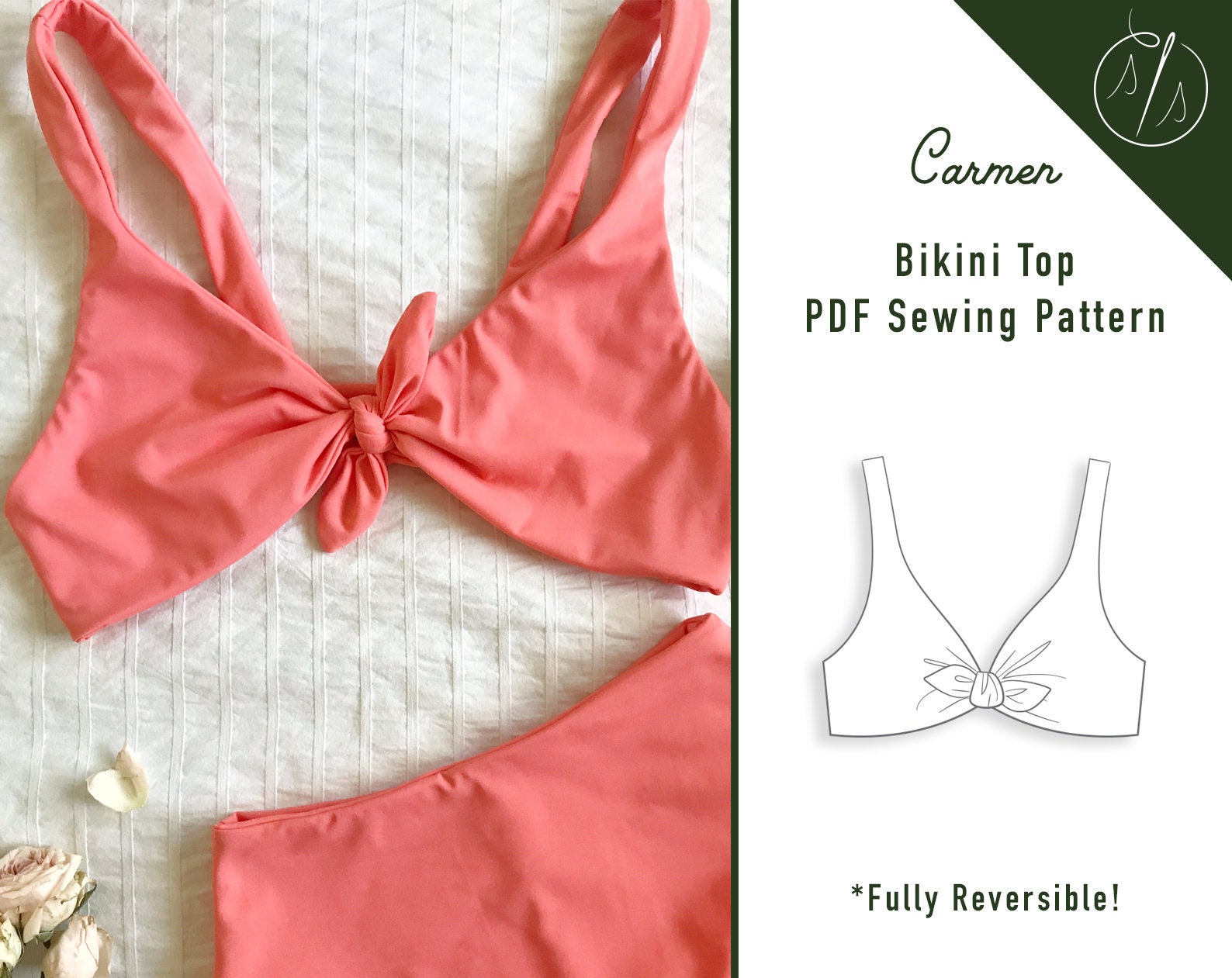 Reversible Bikini Top Sewing Pattern PDF Women's Swimsuit - Etsy