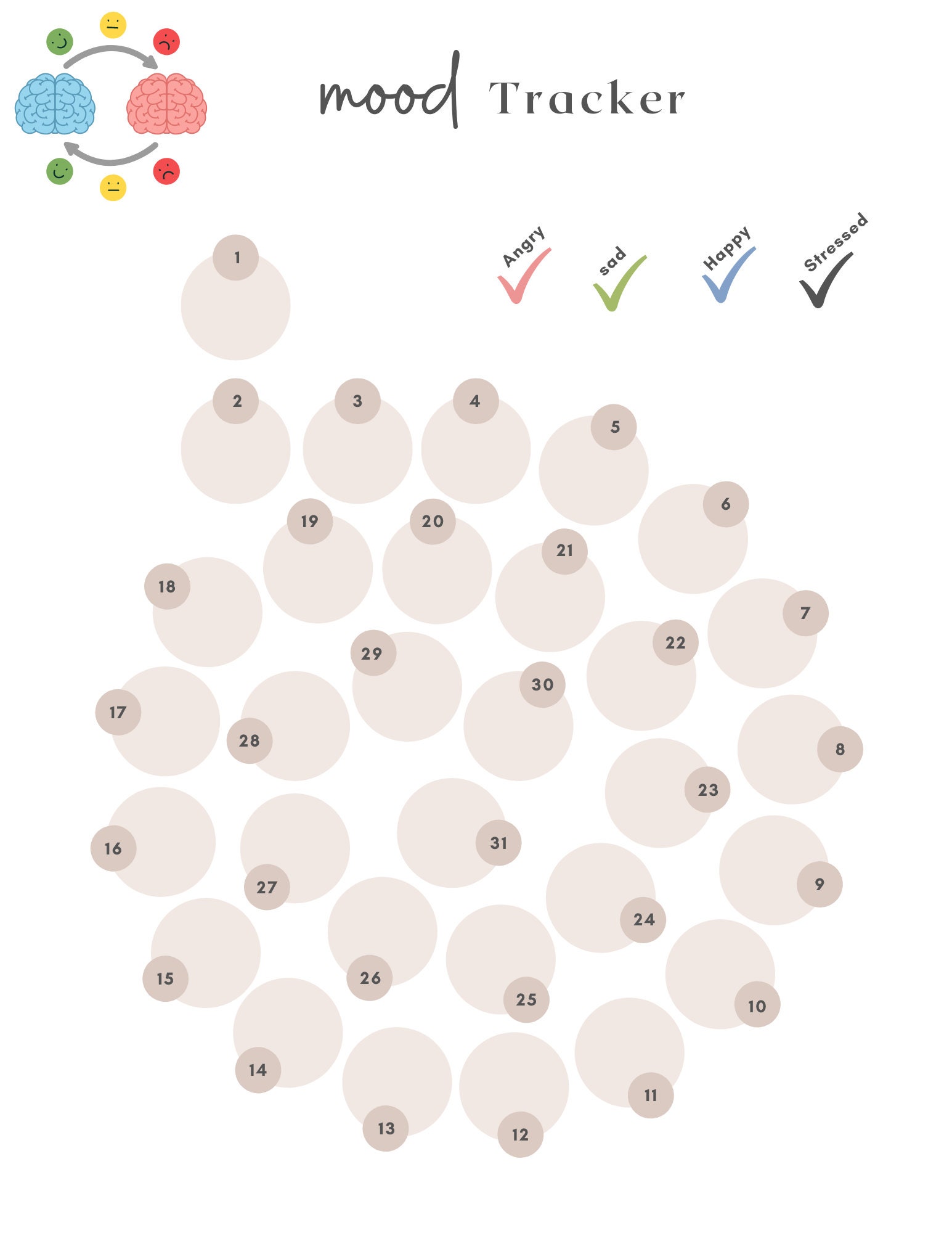 Mood Tracker, Simple Mood Tracker, Elegant Minimalist Mood Tracker ...