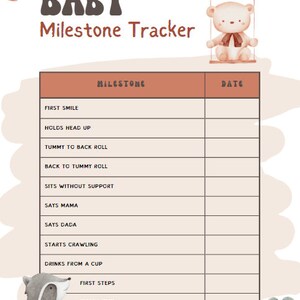 Baby Milestone Tracker, Milestone Tracker, Baby Firsts Tracker, Cute ...