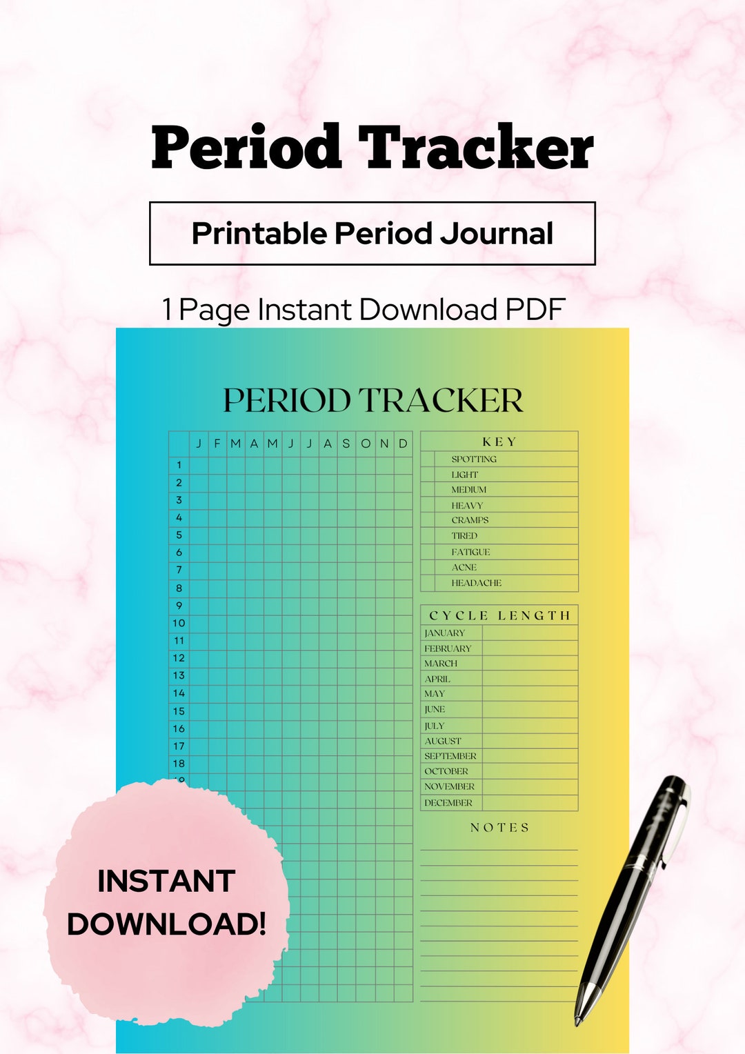 Period Cycle Planner, Cycle Planner, Period Planner, Menstrual Planner ...