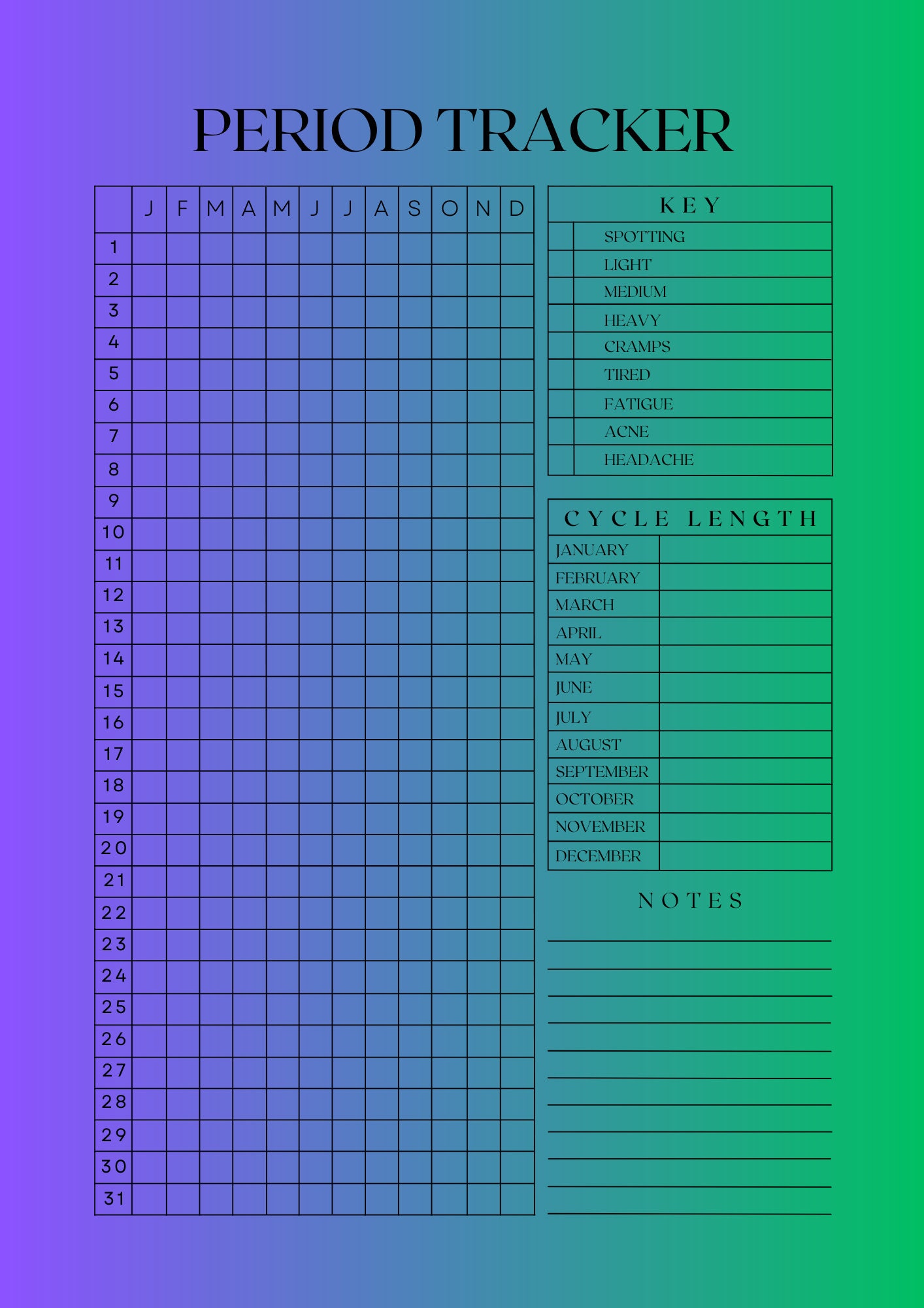 Printable Menstruation Planner, Printable Period Planner, Printable ...