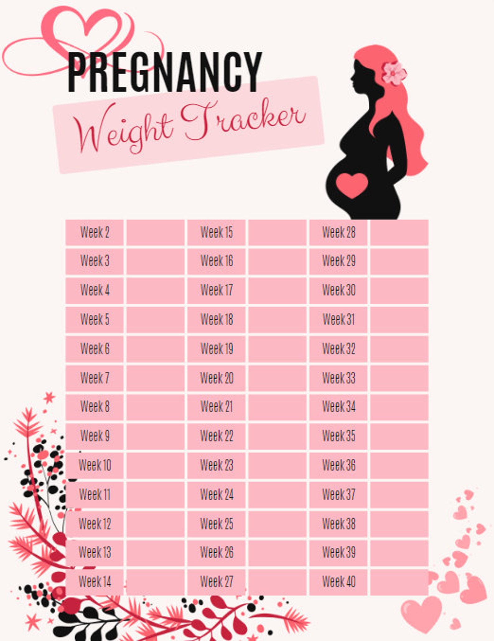 Printable Pregnancy Weight Tracker. Track Your Bump Progress With This ...
